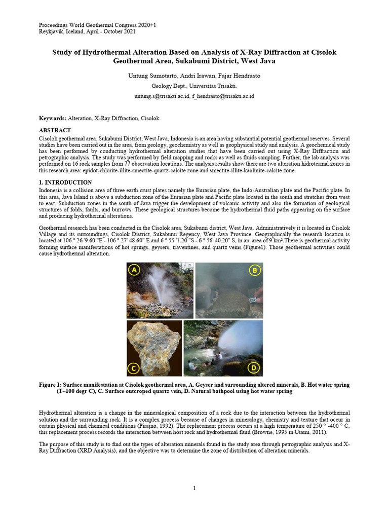 Hydrothermal Alteration in Cisolok Geothermal Area | PDF | Minerals ...