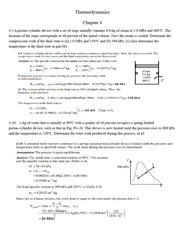 Thermodynamics: Piston-Cylinder Analysis | PDF | Steam | Heat
