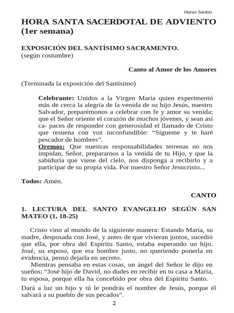 Hora Santa de Adviento. 1era Semana | PDF | María, madre de Jesús | Cristo (título)