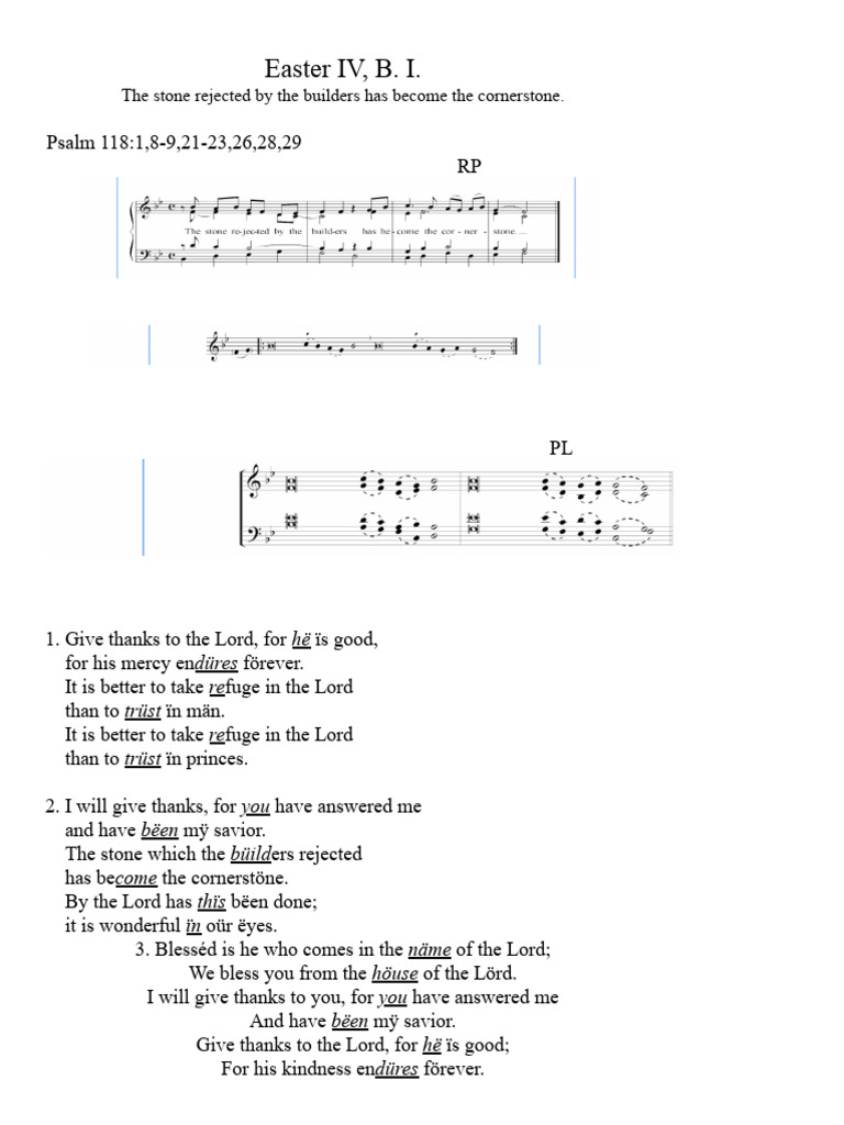 The Stone Rejected by The Builders Has Become The Cornerstone. Easter IV, B. I. RP | PDF