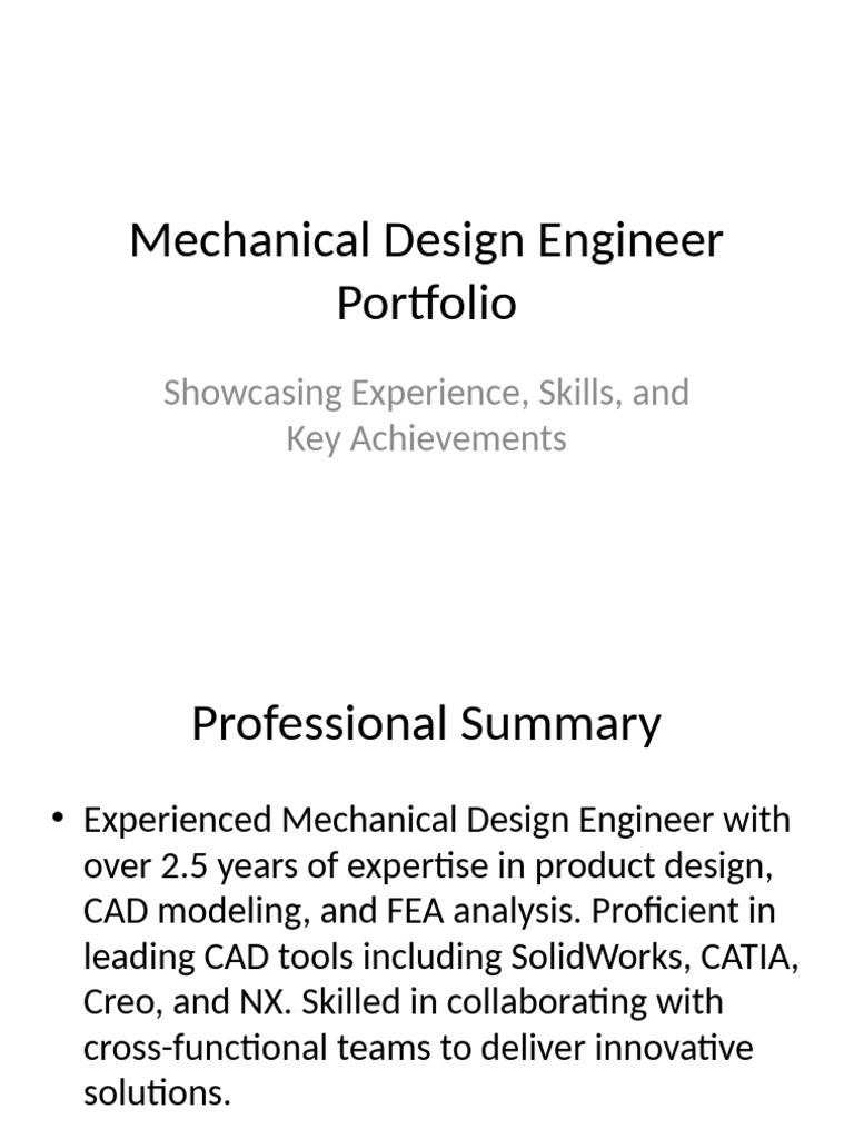 Mechanical Design Engineer Portfolio Template Fixed | PDF