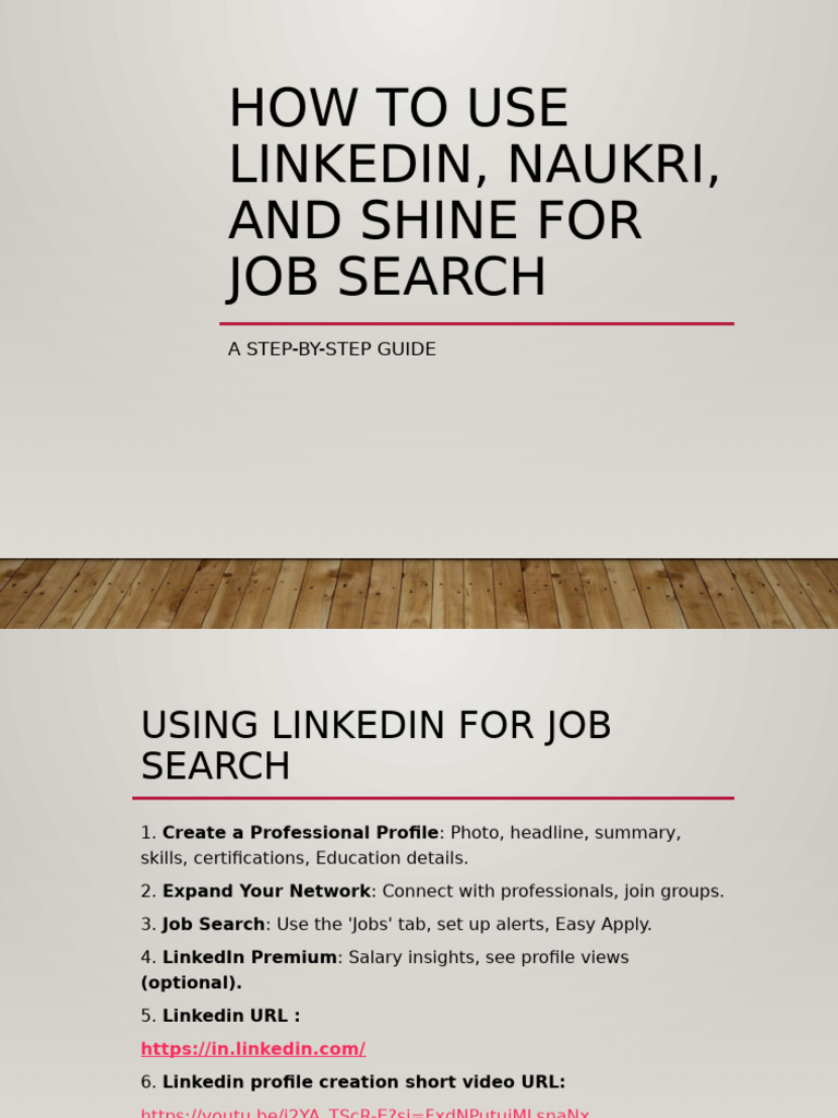 Job Search Guide: LinkedIn, Naukri, Shine | PDF | Résumé | Linked In