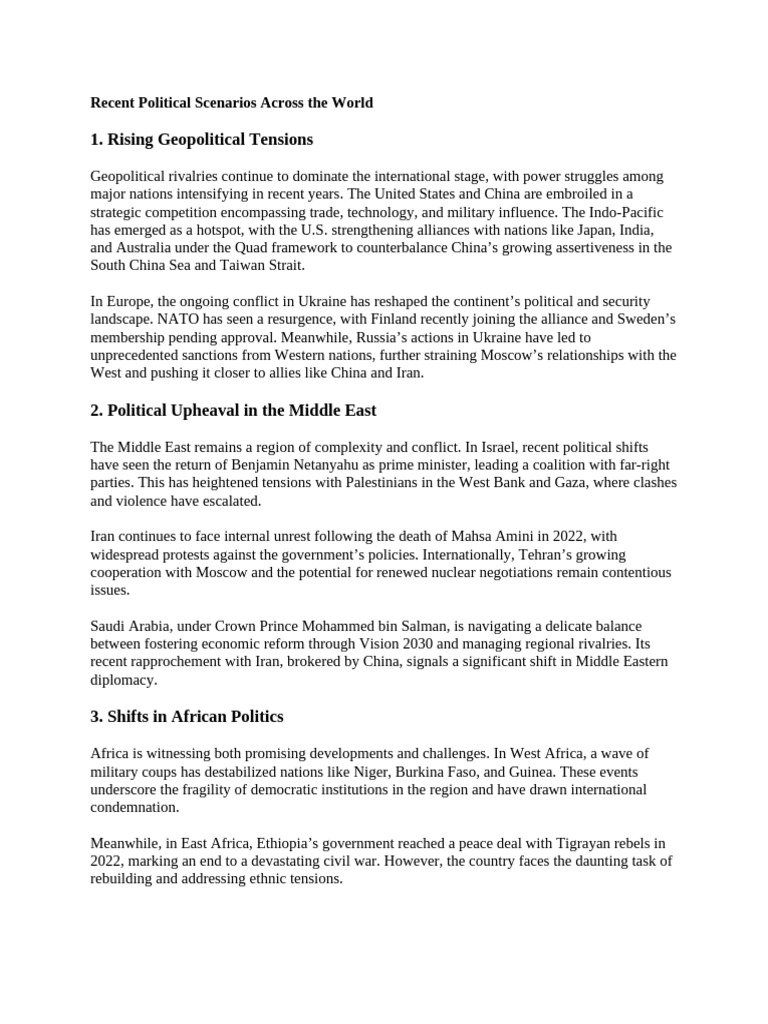 Recent Political Scenarios Across The World | PDF | European Union ...