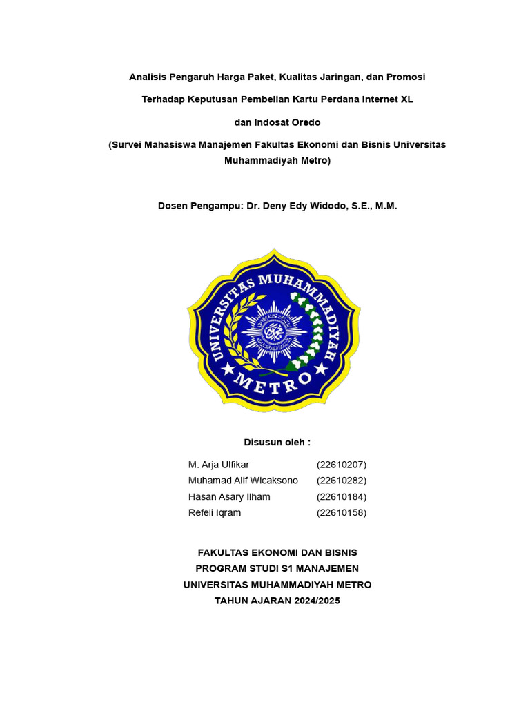 Analisis Pengaruh Harga Paket TUGAS PAK DENI | PDF