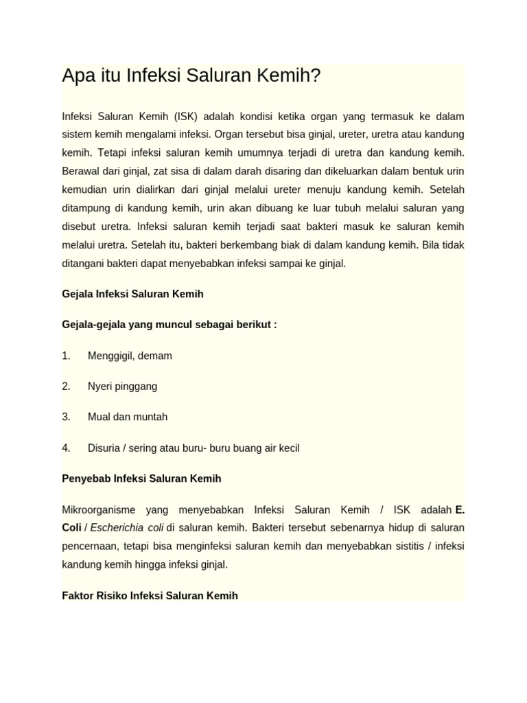 Apa Itu Infeksi Saluran Kemih | PDF