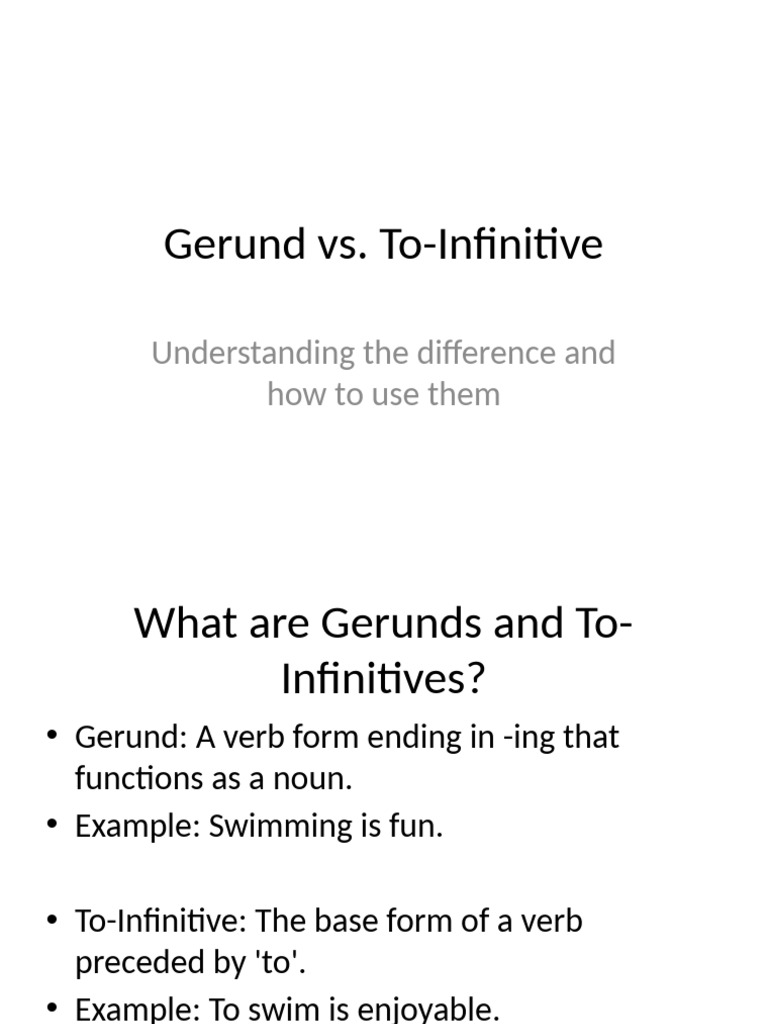 Gerund Vs To Infinitive | PDF