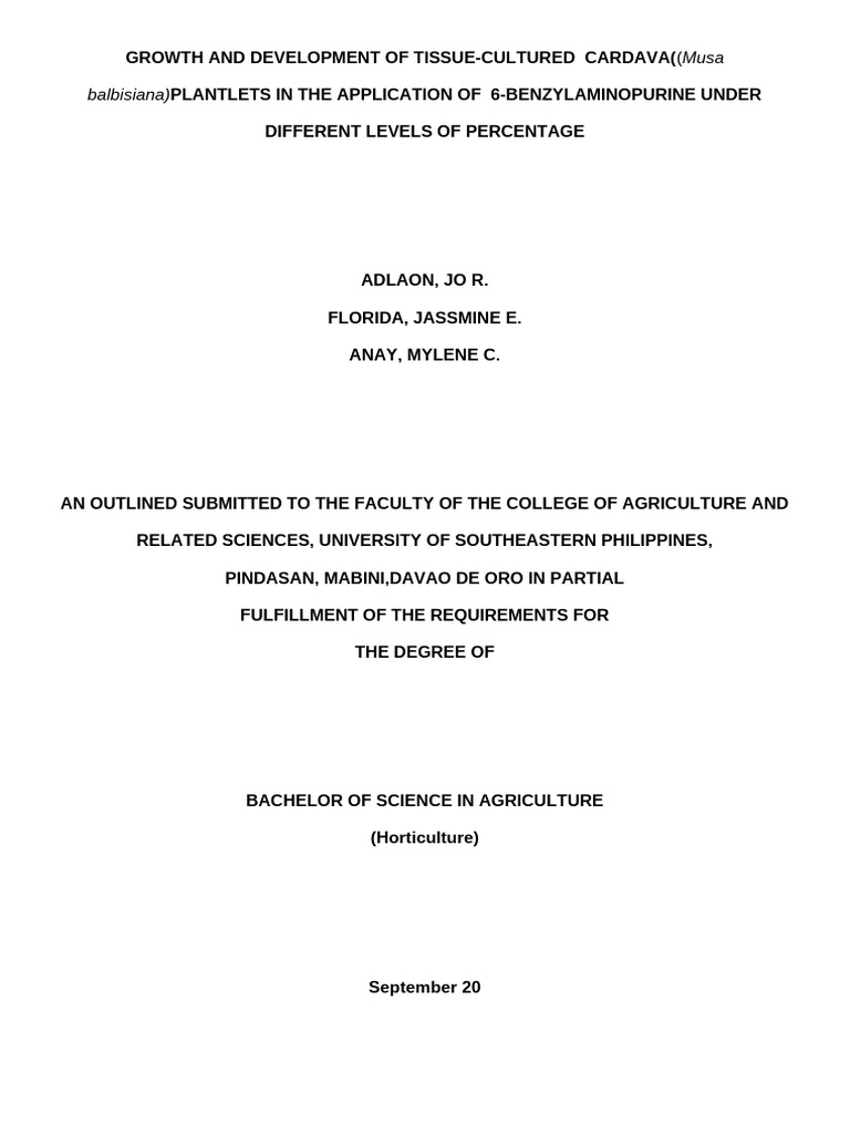 Cardava Proposal Tissue-Culture 014431 | PDF | Banana | Plant Hormone
