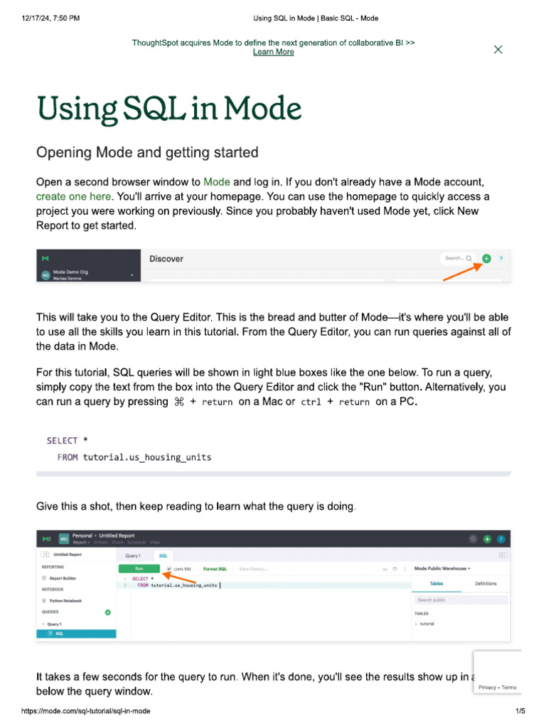 Use SQL in Mode | PDF