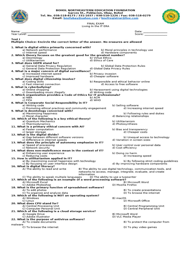 FINAL EXAM | PDF | Educational Technology | Internet