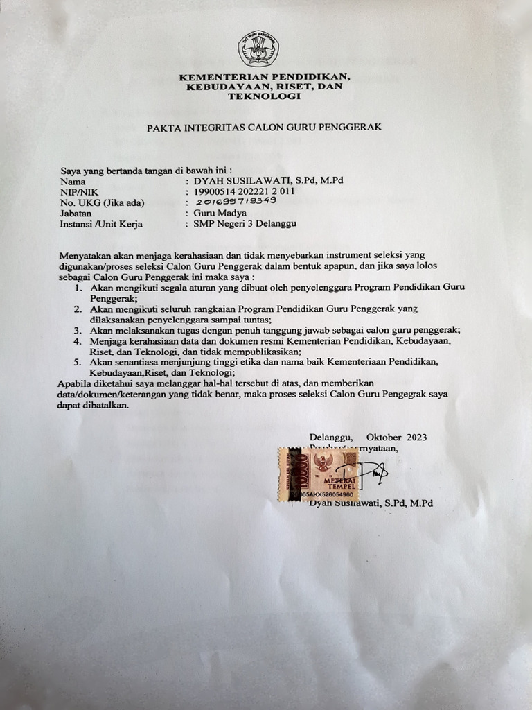 pakta integritas 11 | PDF