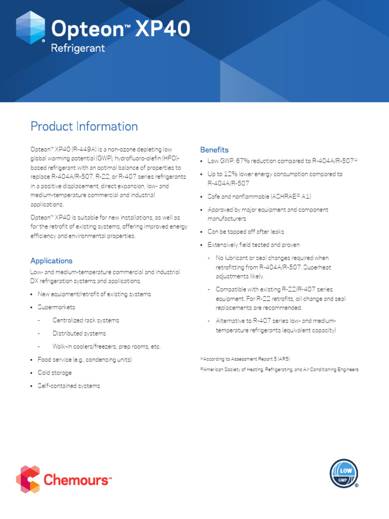 Ficha tecnica R449 | PDF | Applied And Interdisciplinary Physics | Physical Quantities