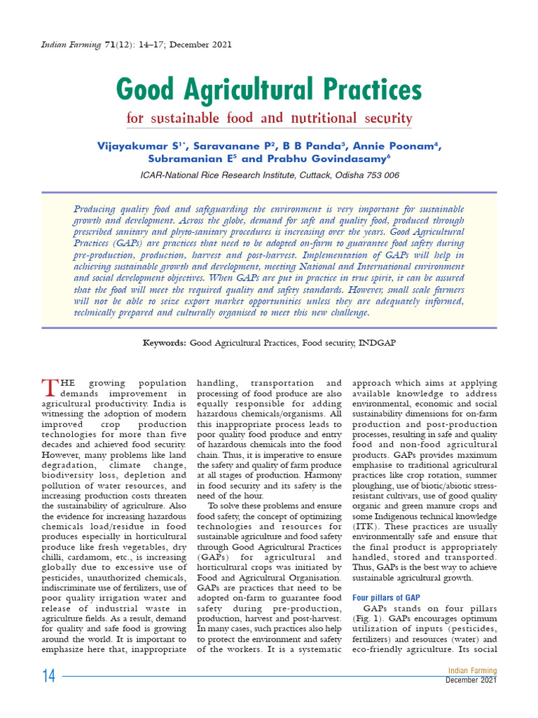 Good Agricultural Practices for Food Safety | PDF | Agriculture | Pesticide