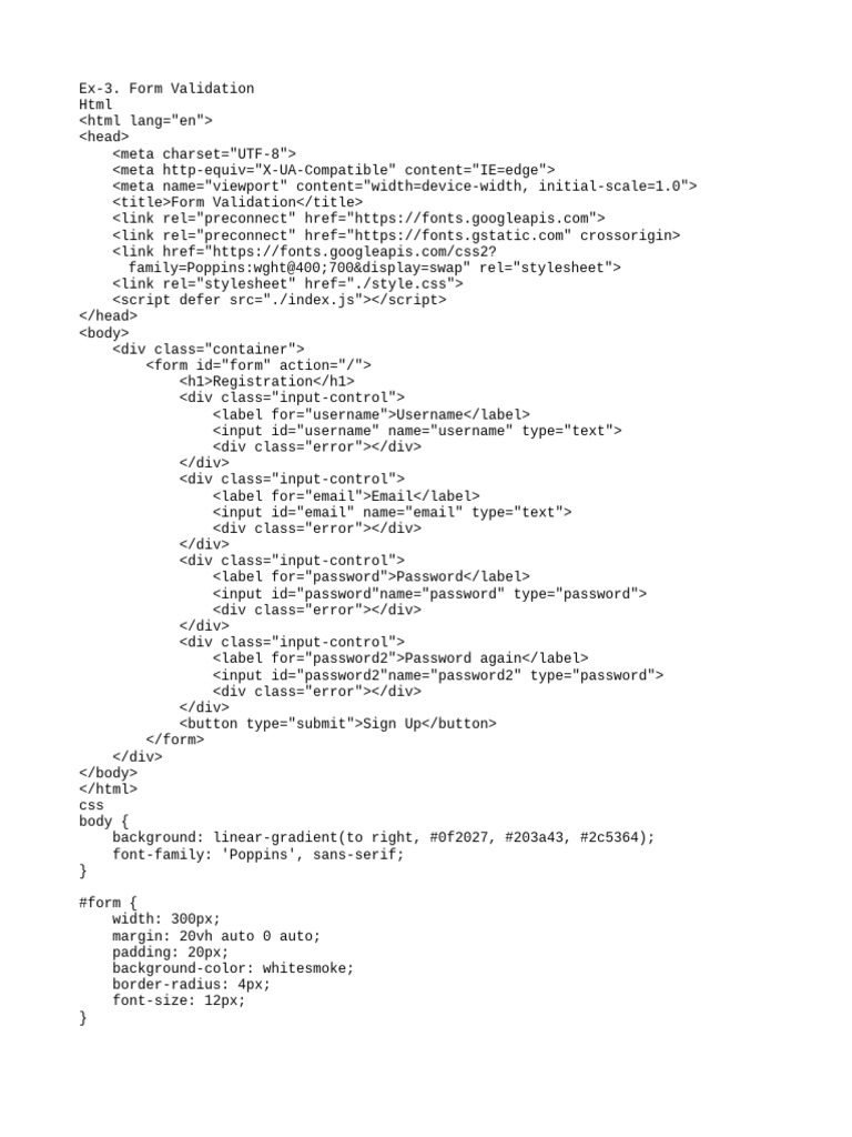 ex3-form validation | PDF | Web Development | Computing