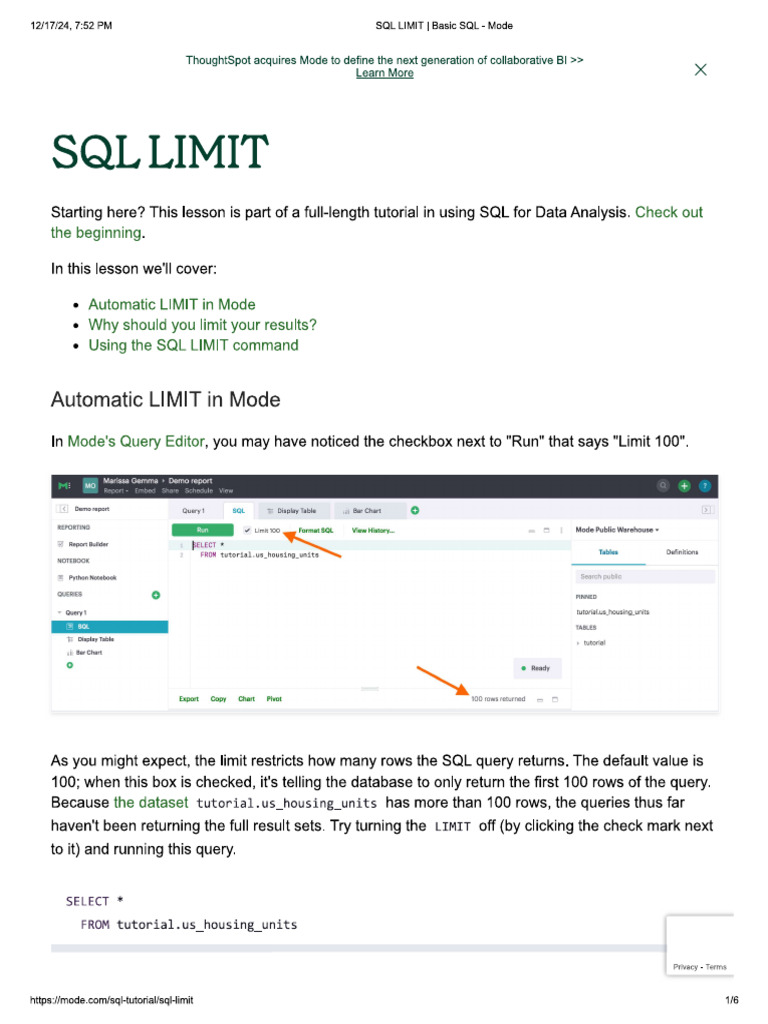 SQL Limit | PDF