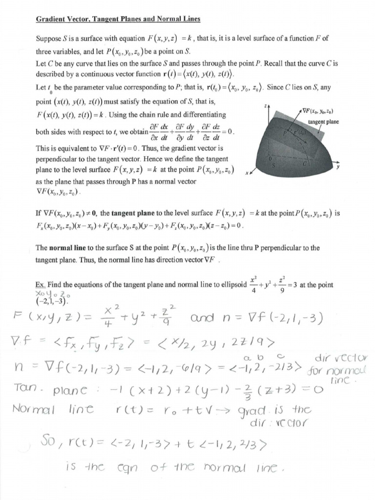 Gradient+Vector+Tangent+Planes+and+Normal+Lines_Key | PDF