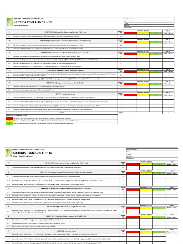 form penilaian 5R | PDF