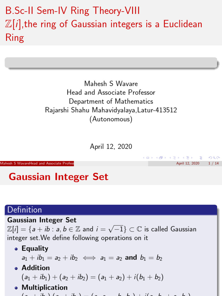 Gaussian | PDF | Integer | Ring (Mathematics)