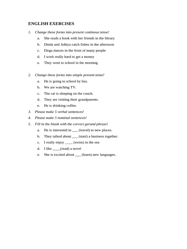 English Exercises | PDF