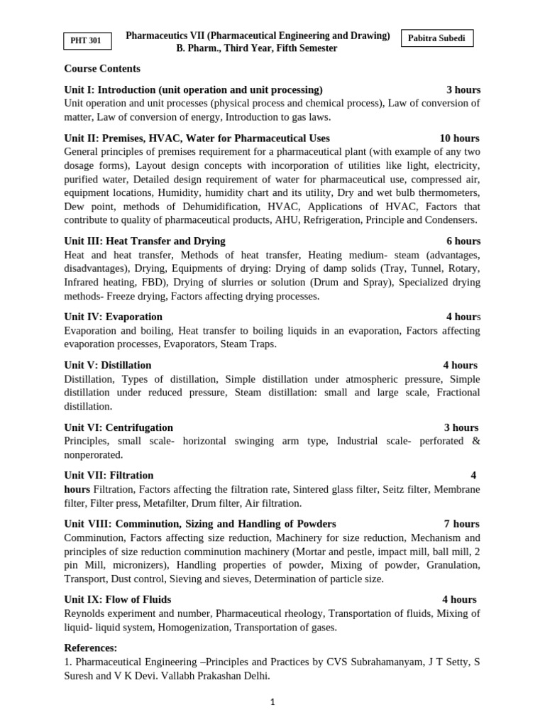 B. Pharma 5th Semister Curriculum | PDF | Pharmacokinetics | Distillation