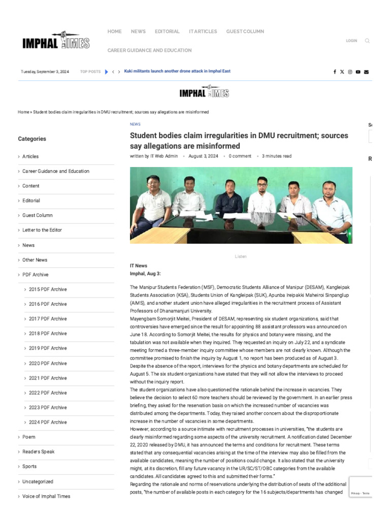 Student Bodies Claim Irregularities in DMU Recruitment Sources Say Allegations Are Misinformed ...