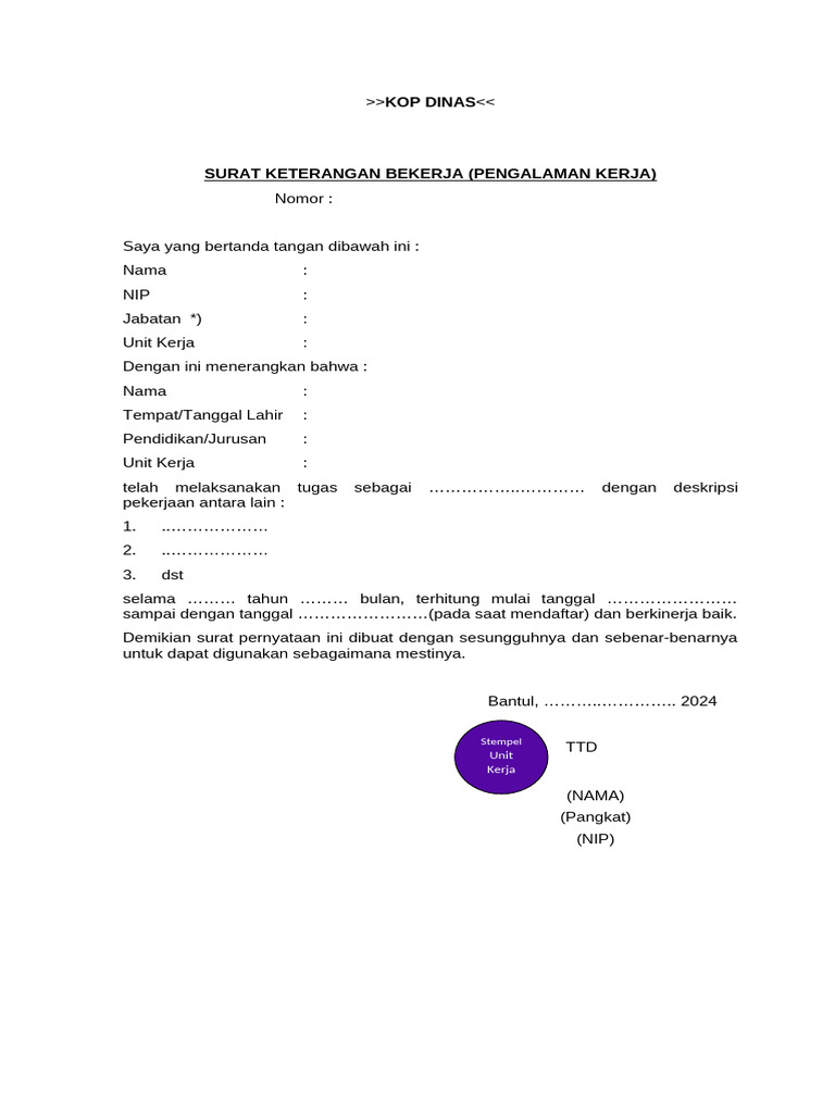 Lampiran_IV_Surat_Pengalaman_Bekerja | PDF