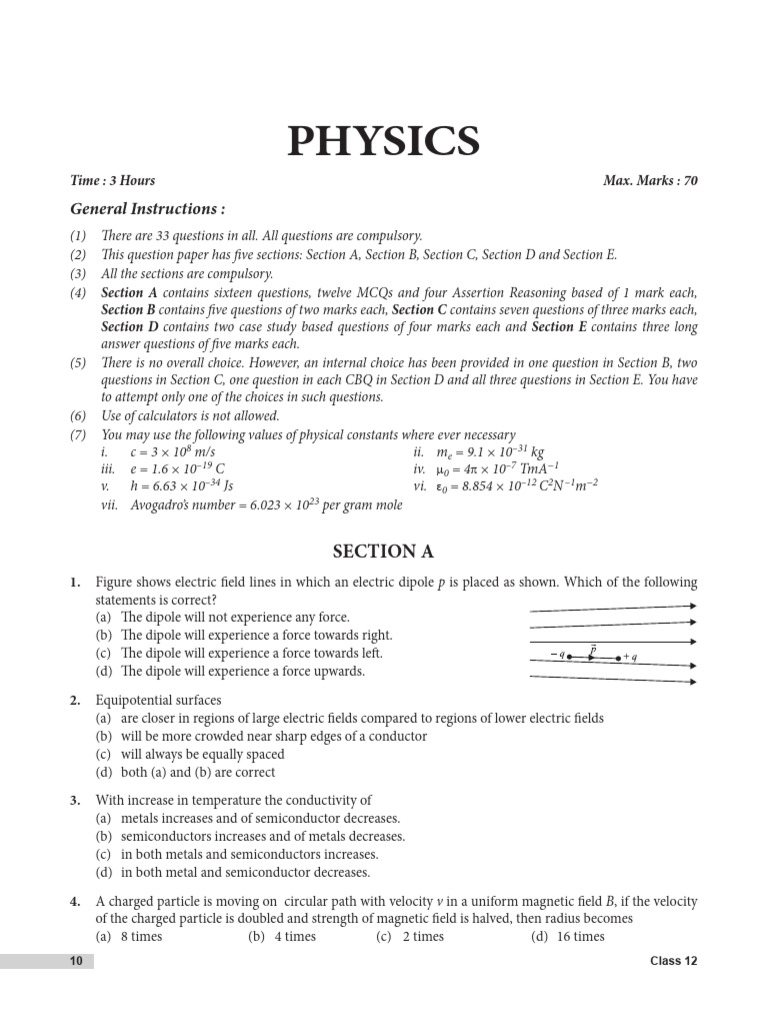 1. Physics Sample Papers - 2025 Exam | PDF | Photoelectric Effect | P–N ...