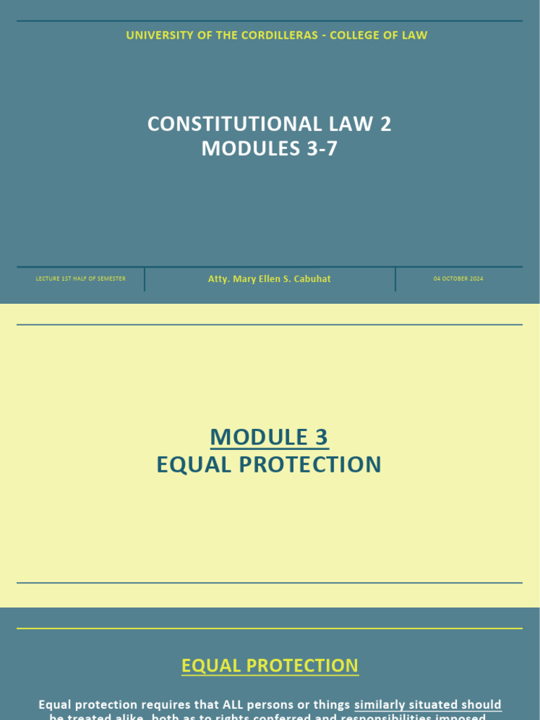 2024.Consti2.Modules 4-7 | PDF | Equal Protection Clause | Rational ...