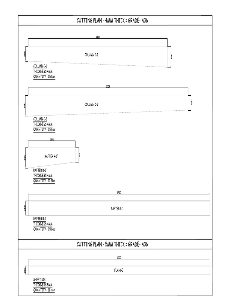 Cutting Plan - Grade A-36 - 1 | PDF