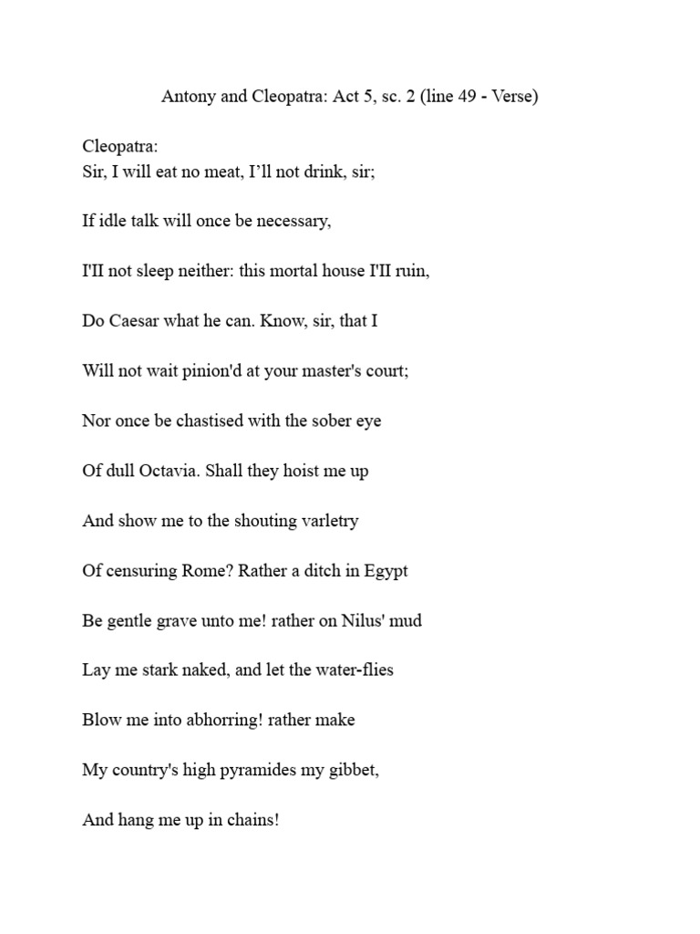 Antony and Cleopatra Monologue | PDF