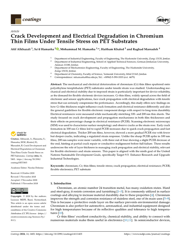 Crack Development and Electrical Degradation in CH | PDF | Thin Film ...