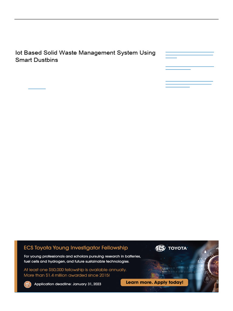 Iot Based Solid Waste Management System Using Smar | PDF | Internet Of ...