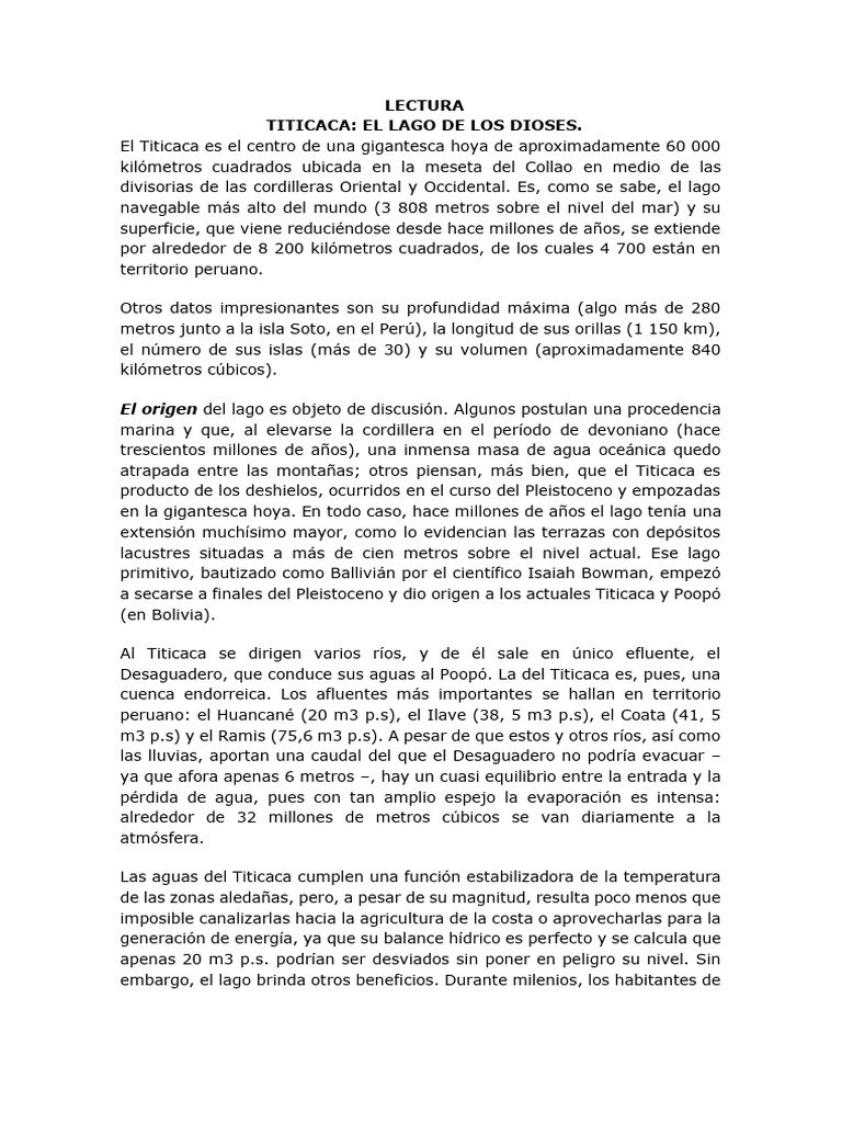 LECTURATITIQAQA | PDF | lago | Perú