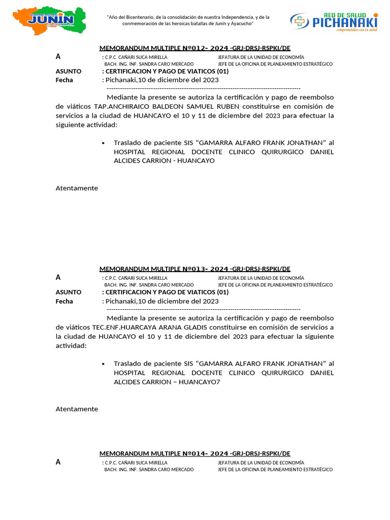 Memorandum Multiple 2024 | PDF
