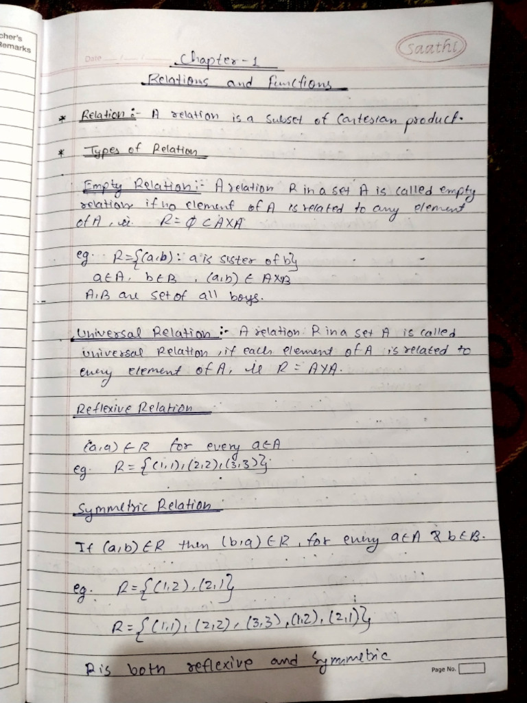 Maths Chapter 1 Relations and Functions | PDF