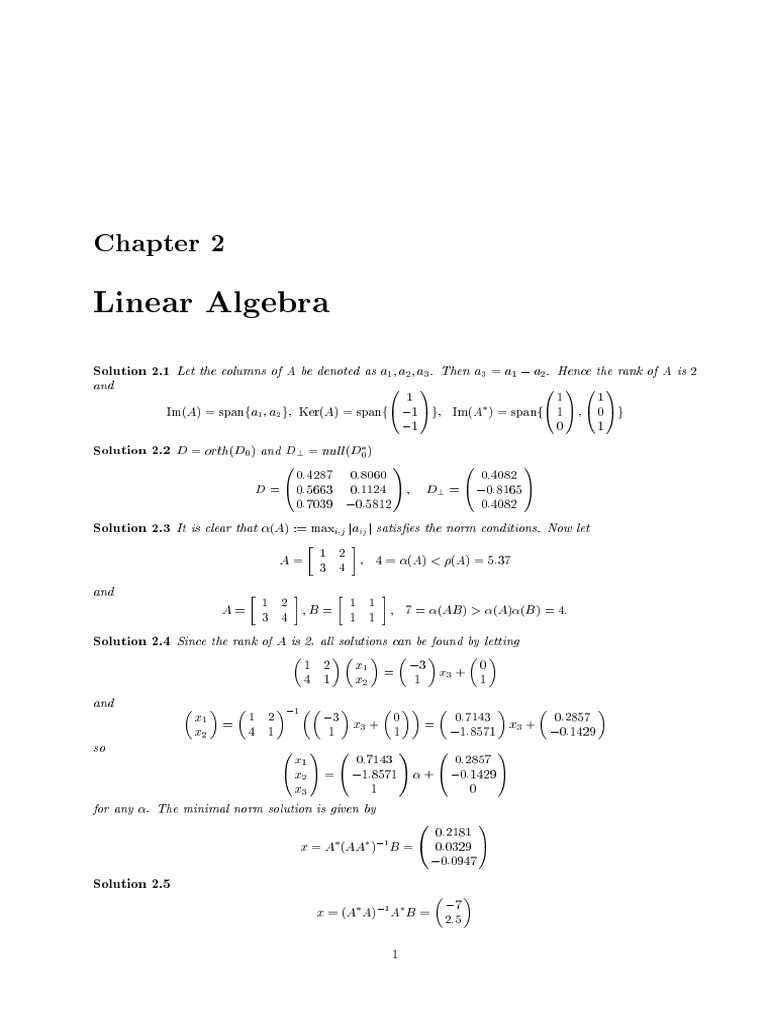 Linear Algebra Solutions and Concepts | PDF | Eigenvalues And Eigenvectors | Applied Mathematics