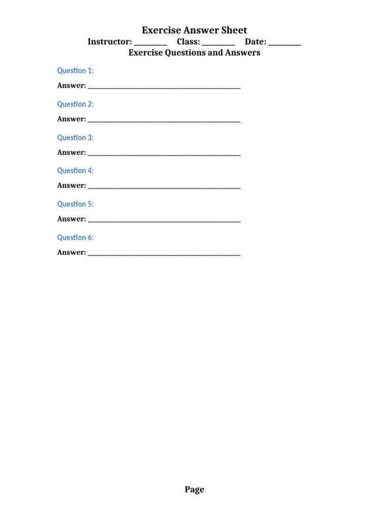 Exercise Answer Template | PDF