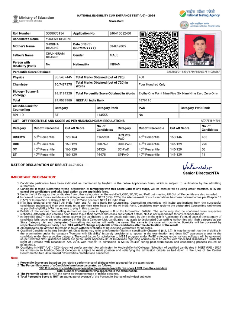 Neet Revised Result 2024 (1) | PDF