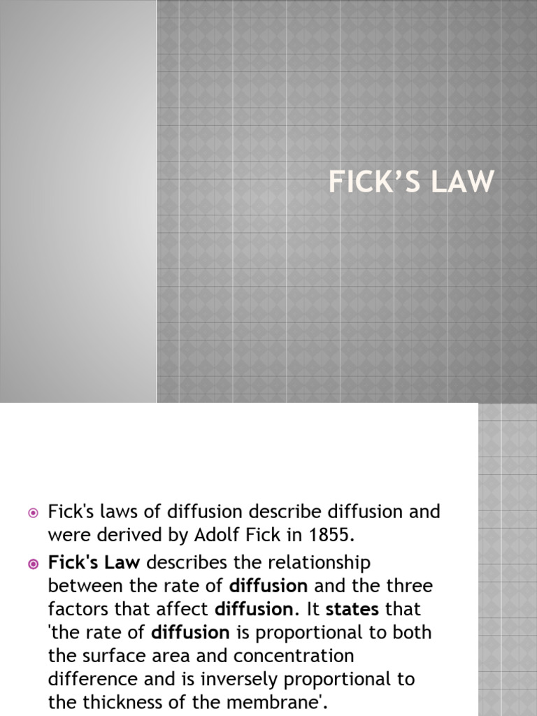 Fick's Law of Diffusion Explained | PDF