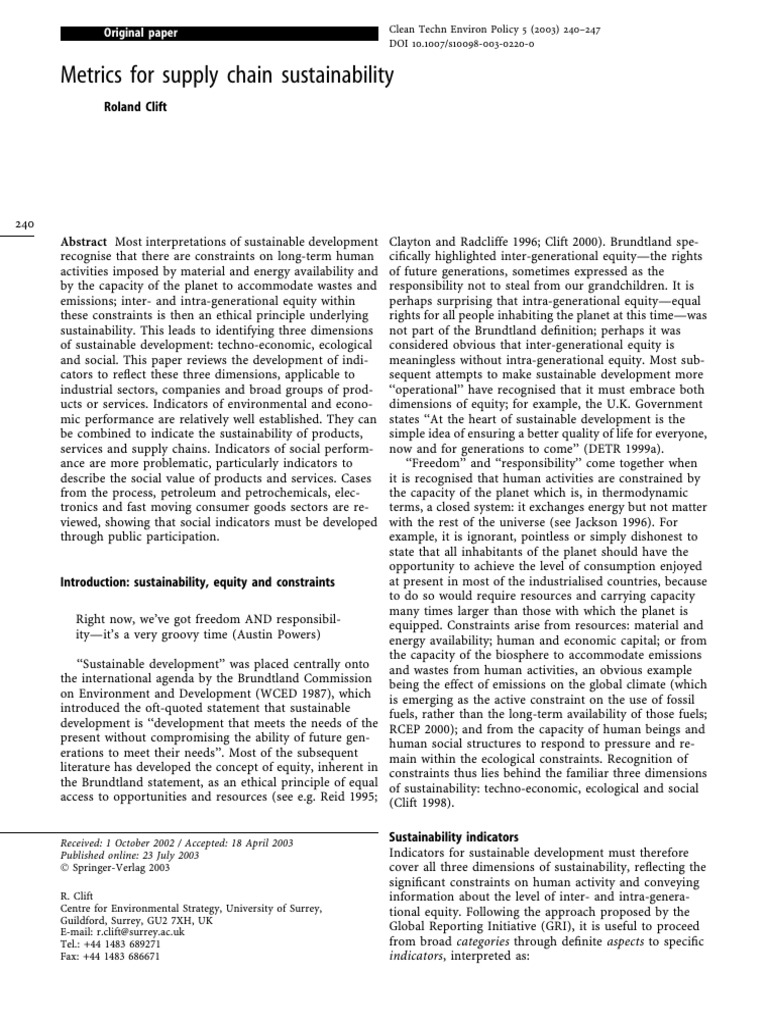 23 Metrics For Supply Chain Sustainability (Bad) | PDF | Sustainability ...