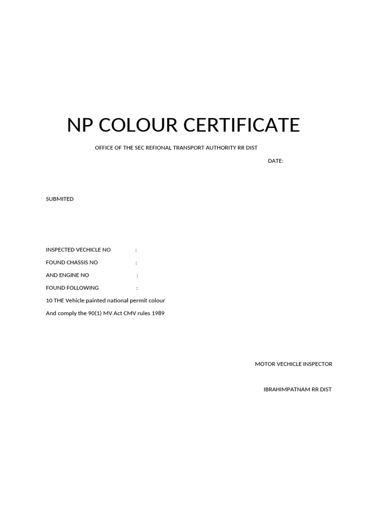 NP Colour Certificate | PDF