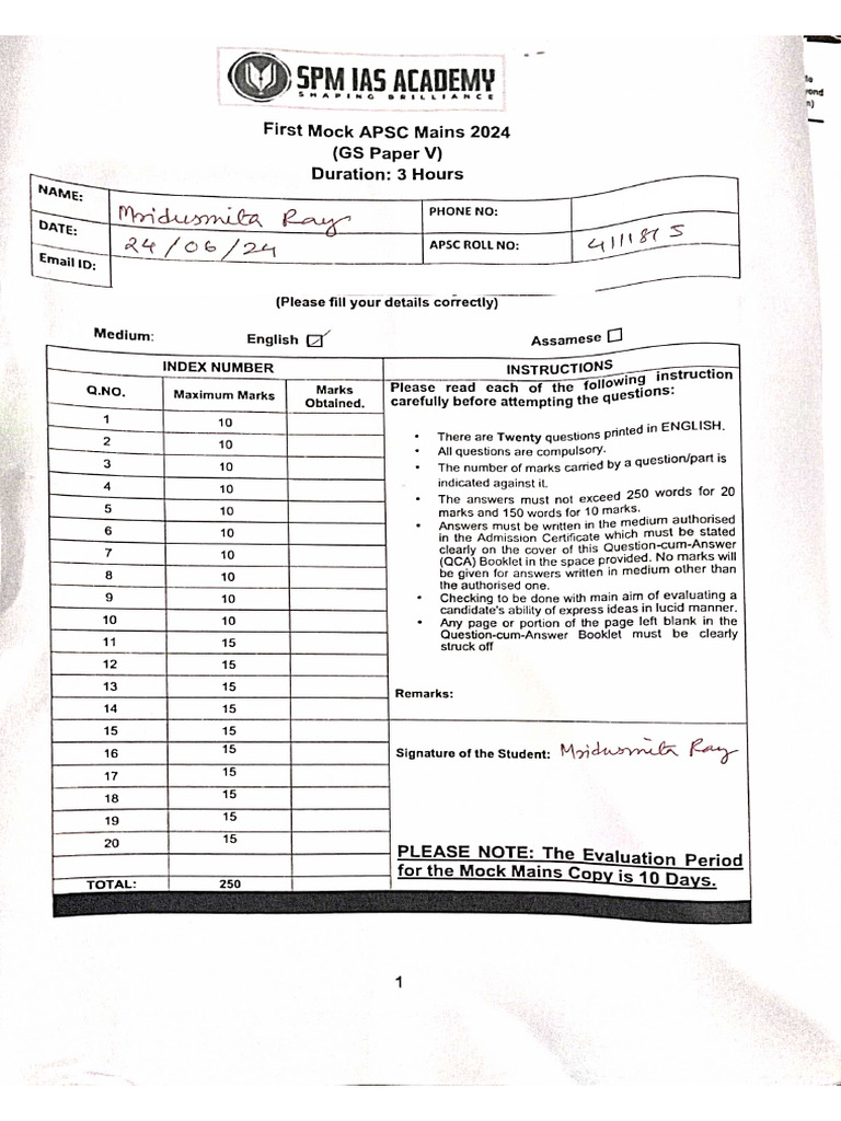 MRIDUSMITA RAY - GS 5 Answer | PDF