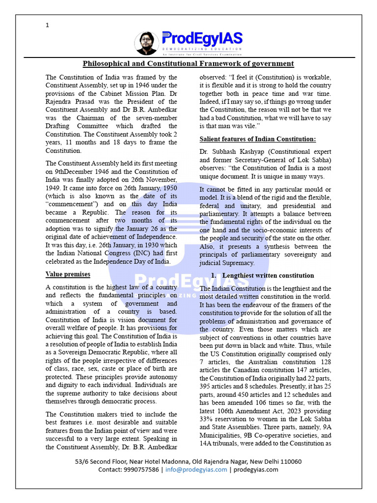 Constitutional and Philosophical Framework of Government Handout From ...