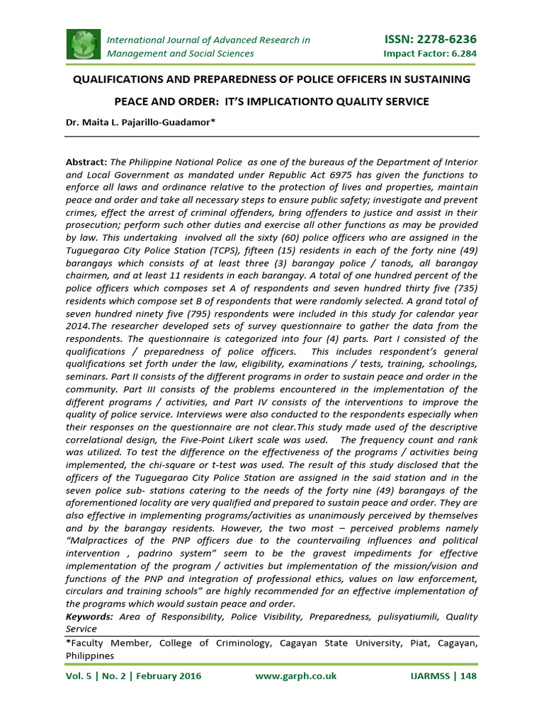 Qualifications and Preparedness of Polic | PDF | Police | Crimes