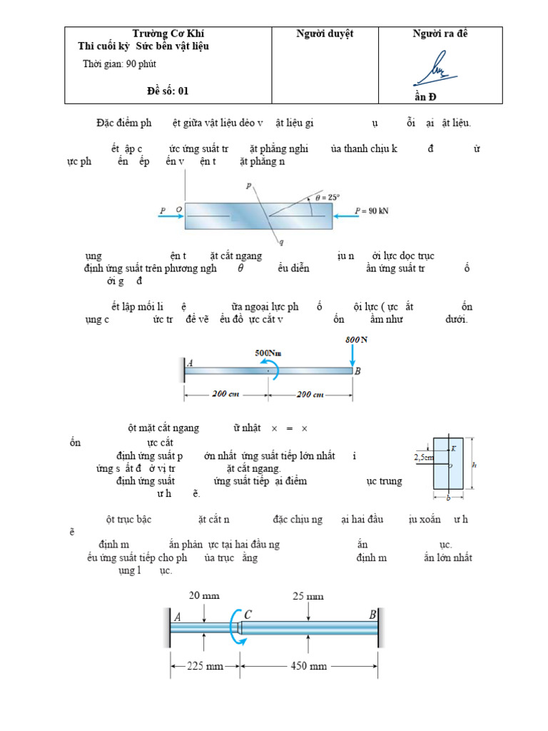 Đề Thi Cuoi Học Kỳ SBVL Me190 | PDF