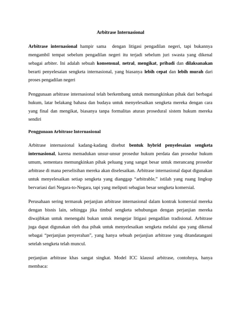 Arbitrasi Internasional | PDF