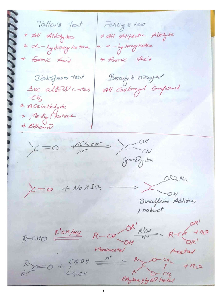 Tollens, Fehling Iodo and Nucleophilic Addition | PDF