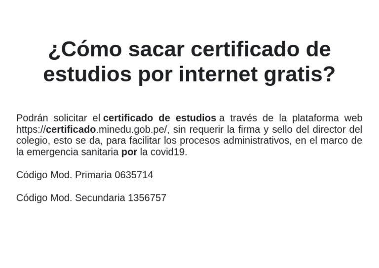 Cómo Sacar Certificado de Estudios Por Internet Gratis | PDF
