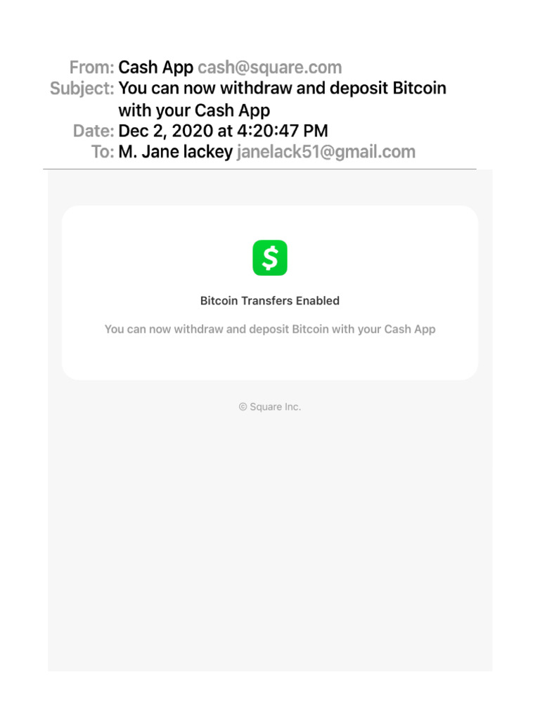 You Can Now Withdraw and Deposit Bitcoin With Your Cash App | PDF