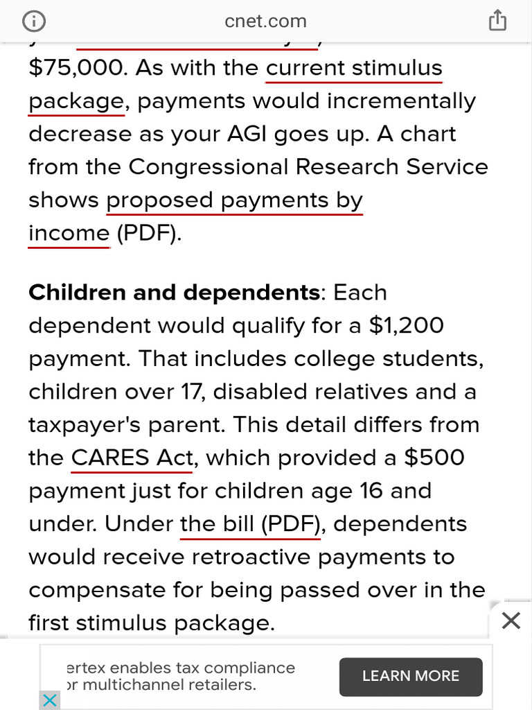 A Second Stimulus Check For $1,200 Here's The Update On Another Round of Payments - CNET | PDF