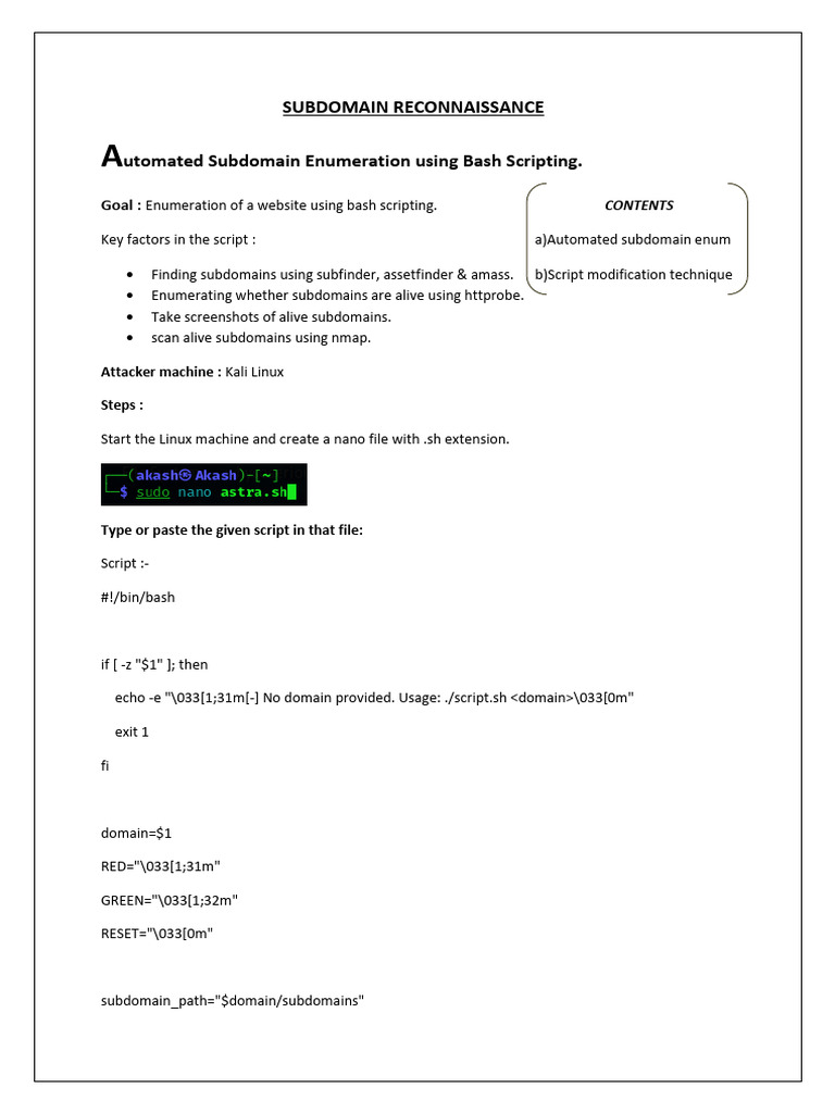 Webapp Automated Recon Using Bash Scripting~~ Pdf Operating System